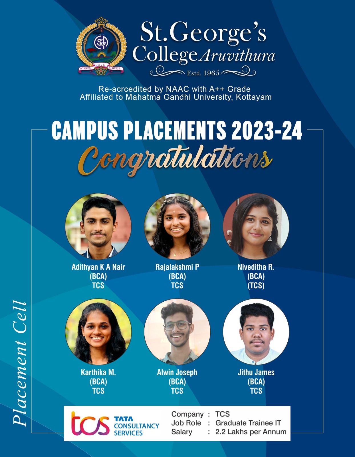 Placements 2023-24: TCS | St George's College, Aruvithura